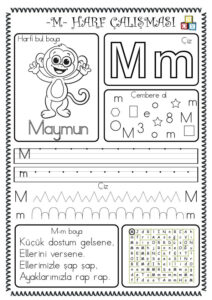 M Harf Çalışması ~ Okuma-Yazma ~ ETKİNLİKBOX
